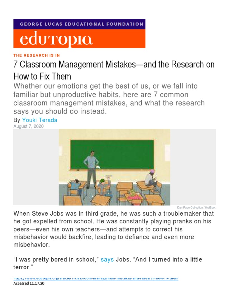 1 - 7 Classroom Management Mistakes and The Research On How To Fix Them ...