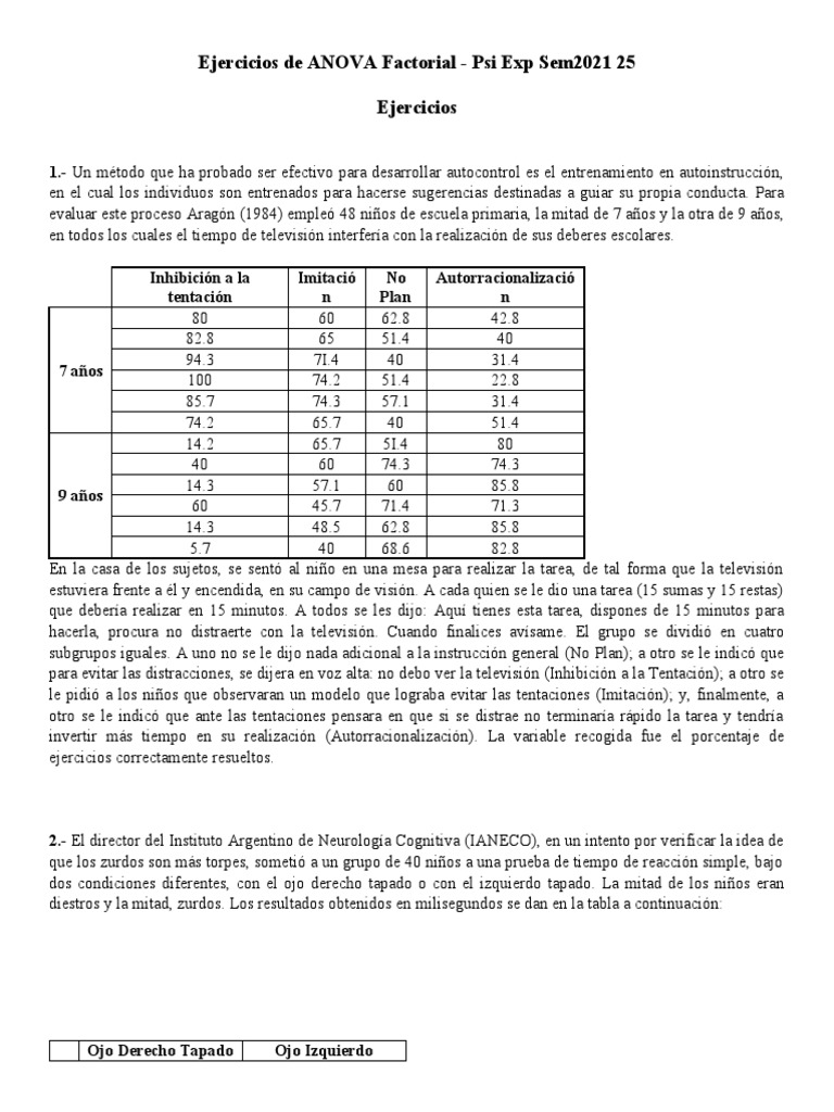 Ejercicios de ANOVA Factorial | PDF | Cafeína | Refresco