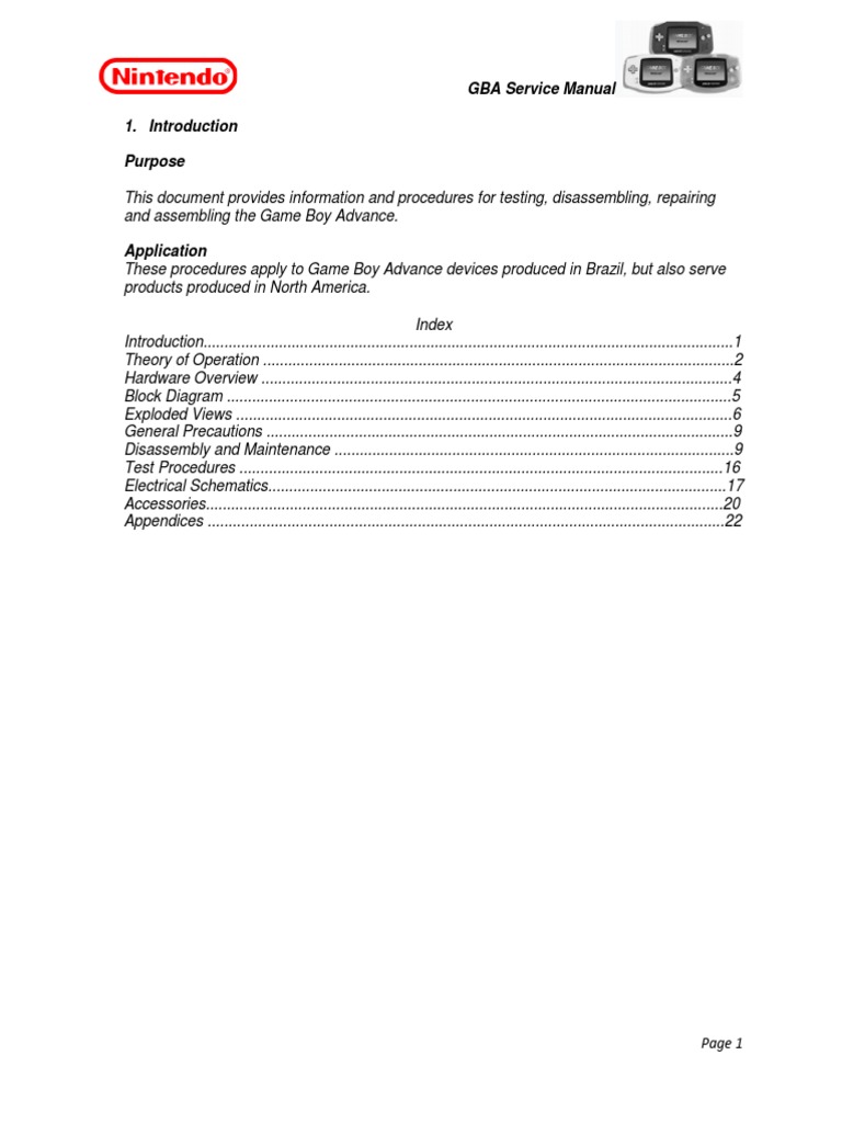 GBA Service Manual (English) | PDF | Central Processing Unit | Electronic Circuits