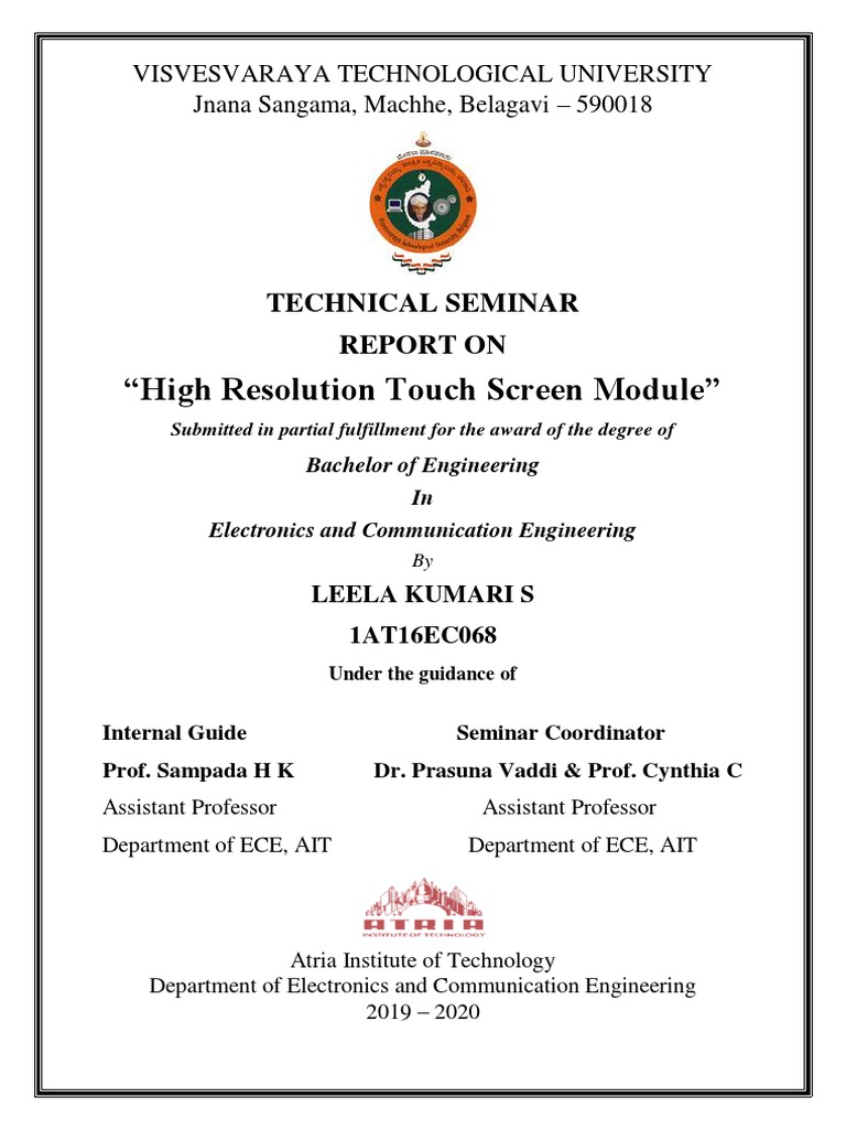 Technical Seminar Report Leela Kumari S 1at16ec068 | Download Free PDF | Touchscreen | Personal ...