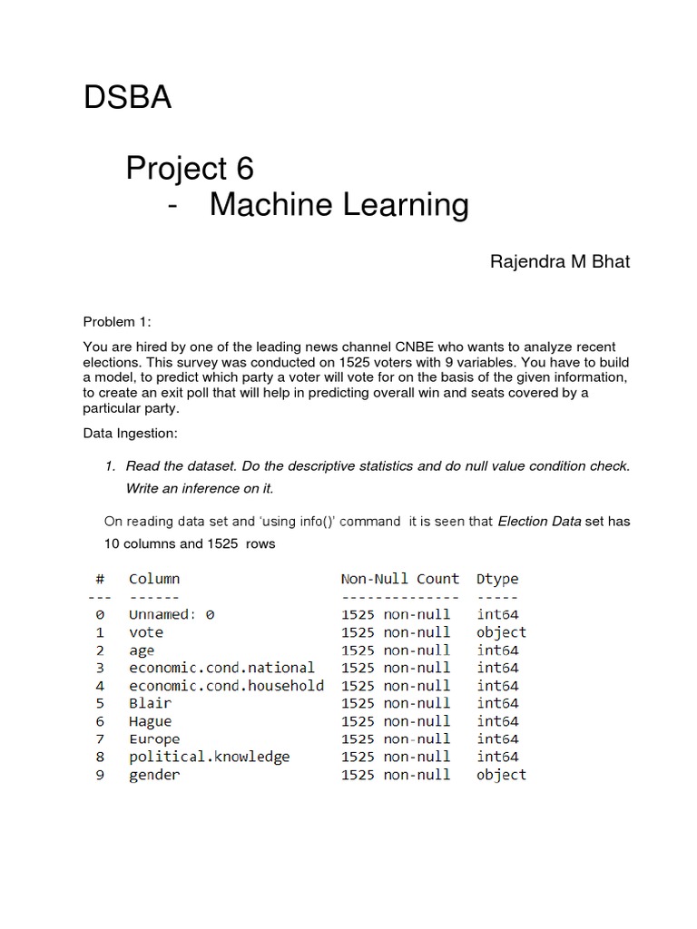Project - Machine Learning - Rajendra M Bhat | PDF | Receiver Operating Characteristic ...