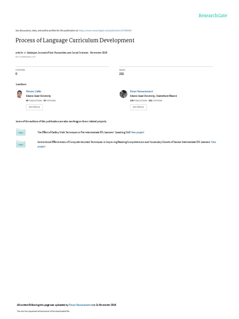 Process of Language Curriculum Development | PDF | Curriculum | Second ...