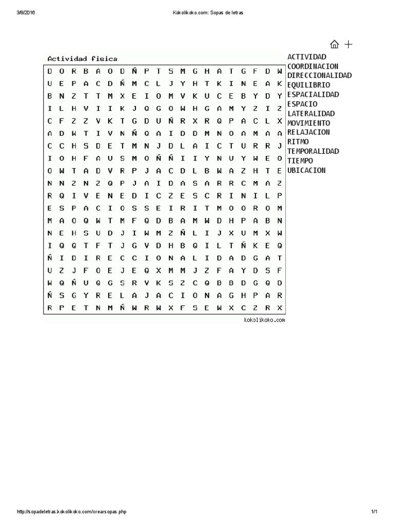 Sopa de Letras Actividad Fisica | PDF