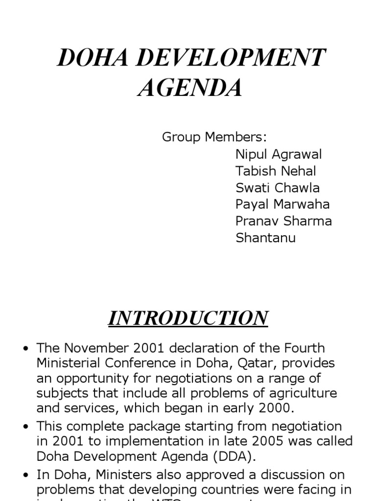 Negotiating the Doha Development Agenda: Key Issues and Challenges ...