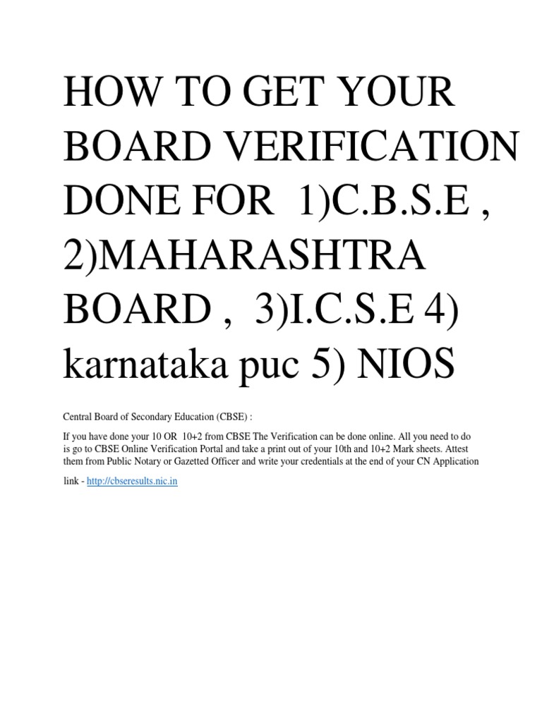 HOW TO GET YOUR BOARD VERIFICATION DONE FOR 10th and 12th Guide For ...