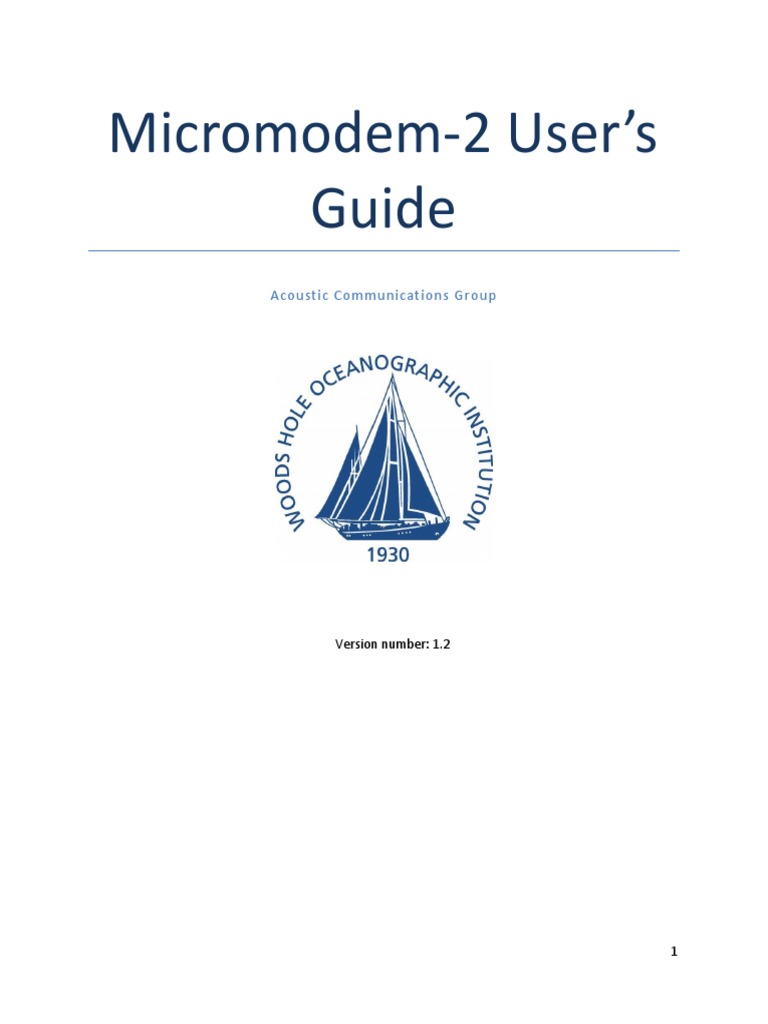 Micromodem-2 User's Guide: Acoustic Communications Group | PDF ...