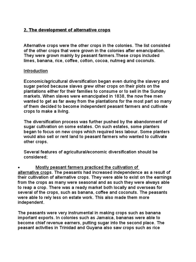 The Development of Alternative Crops | PDF | Plantation | Sugarcane