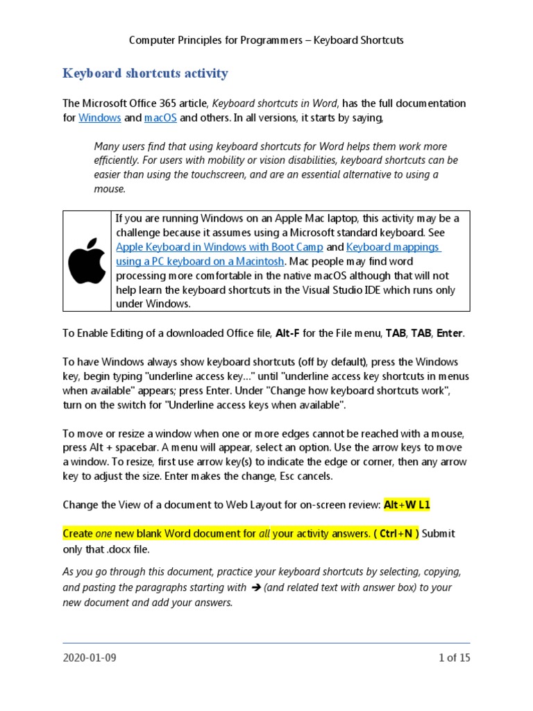 CP4P Week2 Keyboard Activity | PDF | Computer Keyboard | Keyboard Shortcut