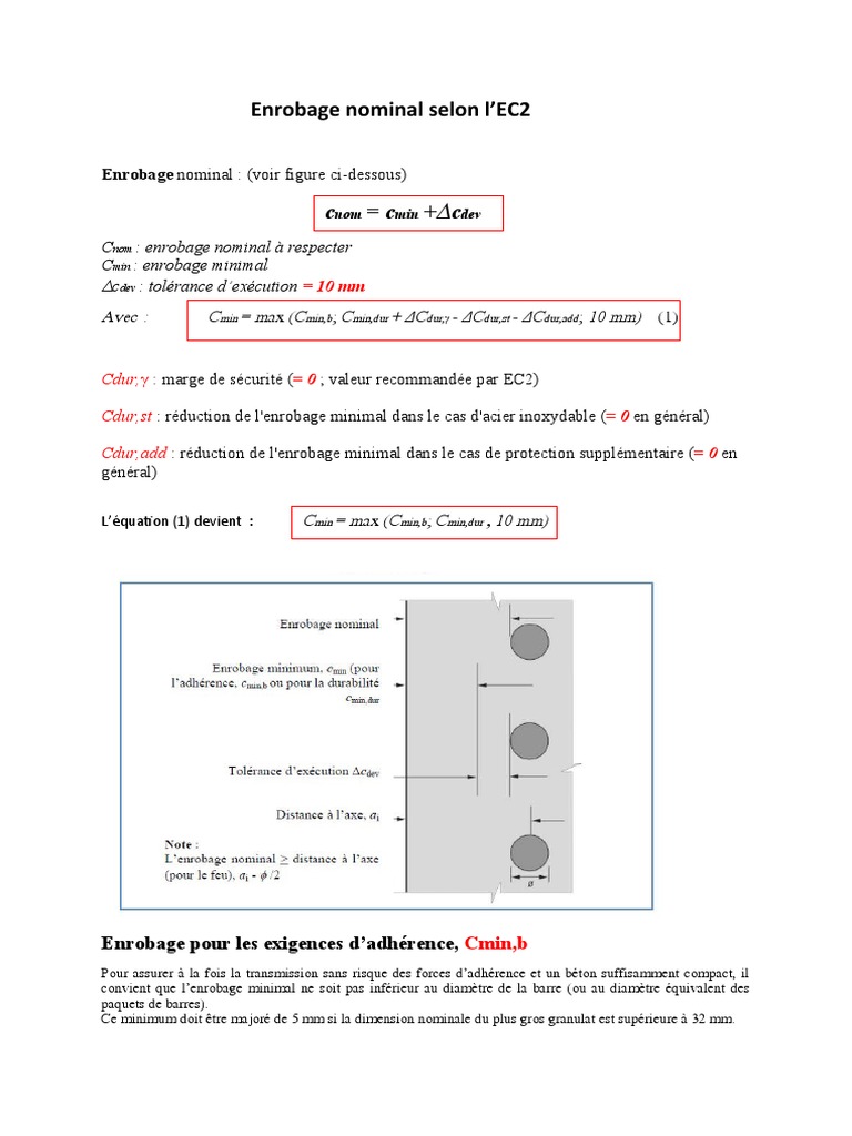 Enrobage béton selon l'EC2 | PDF | Béton armé | Ingénierie des structures