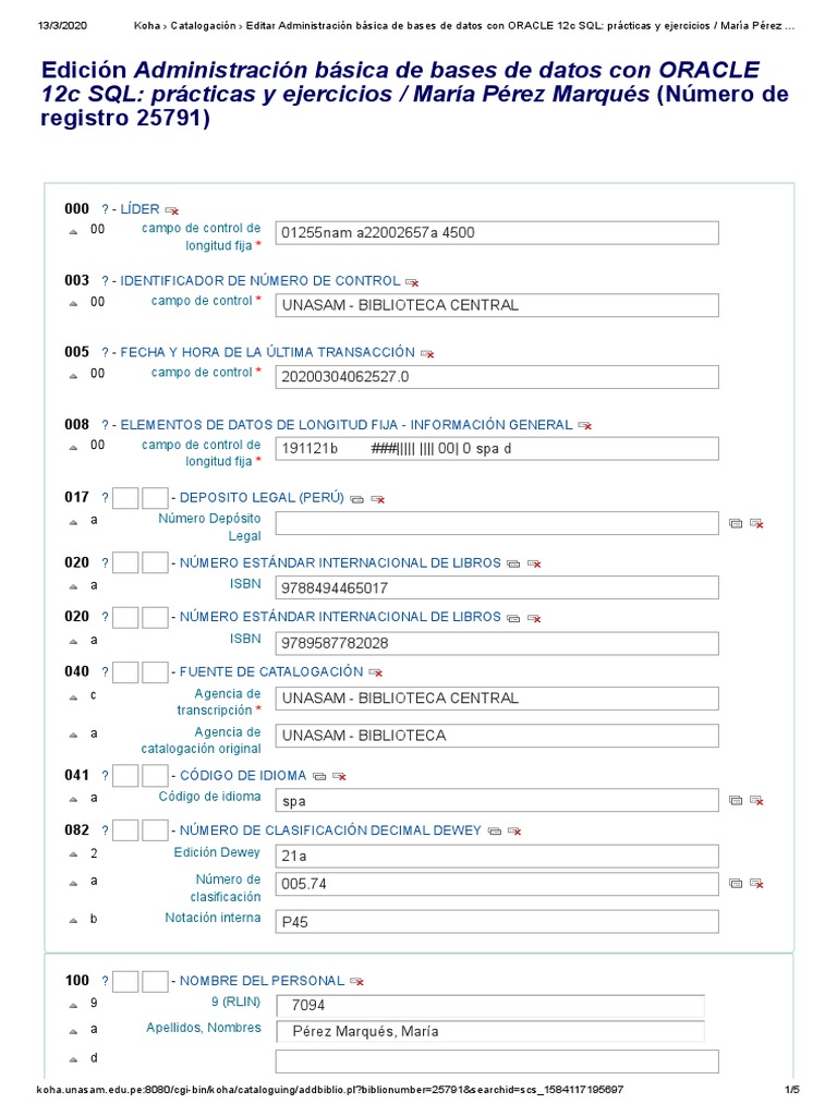12c SQL: Prácticas y Ejercicios / María Pérez Marqués (Número de | PDF ...
