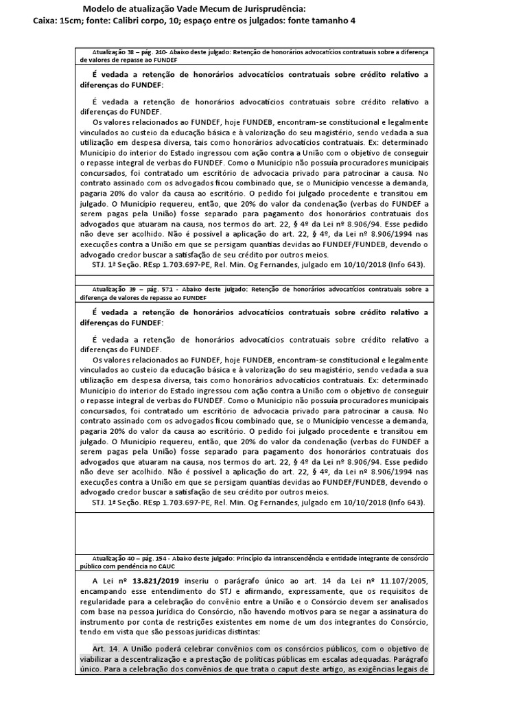 Modelo De Atualiza o Vade Mecum Jurisprud ncia Dizer O Direito