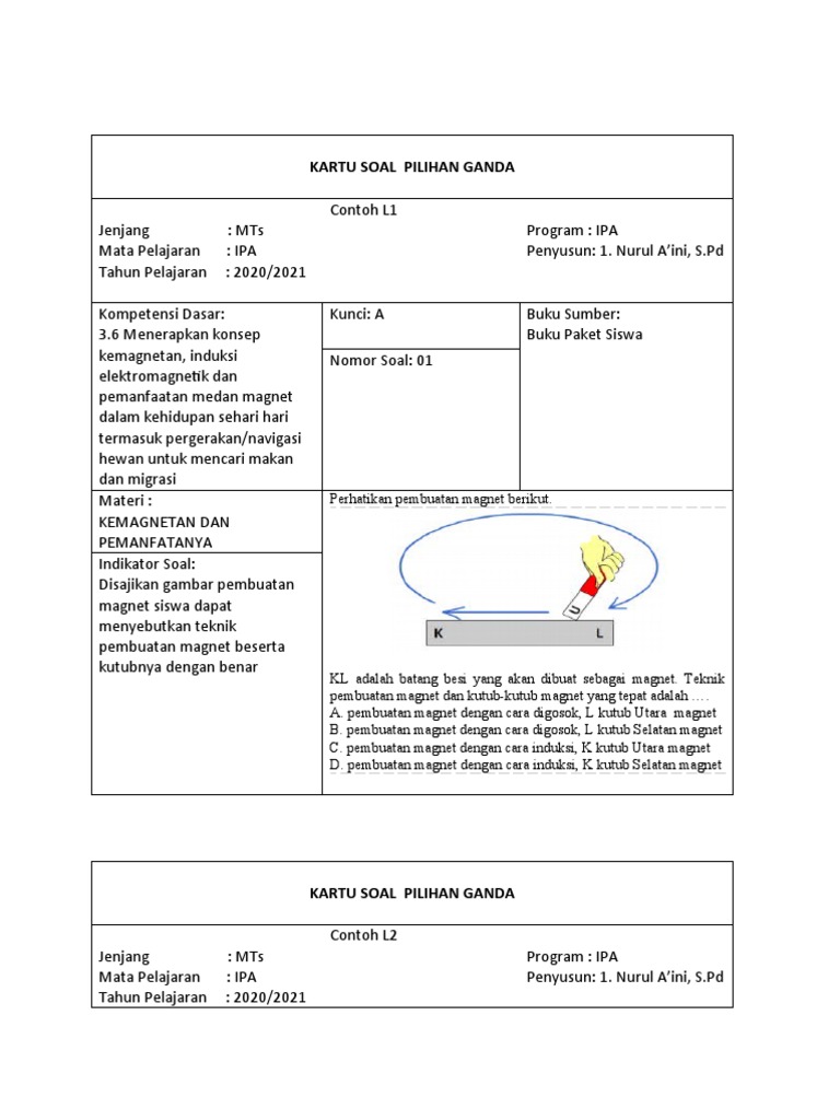 Kartu Soal IPA B NURUL | PDF