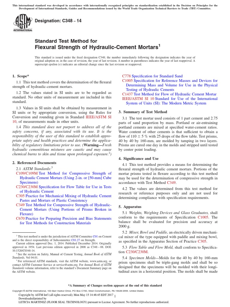Astm C348 | PDF | International System Of Units | Cement