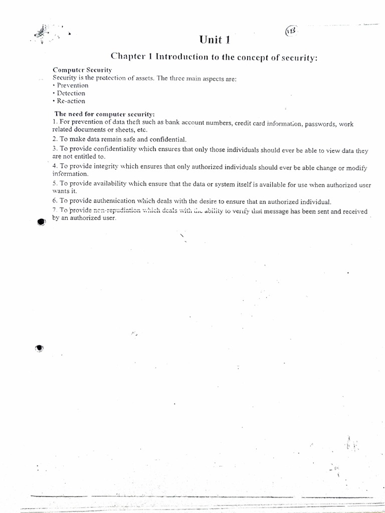 Unit 1 Notes Computer Security | PDF | Computer Security | Security