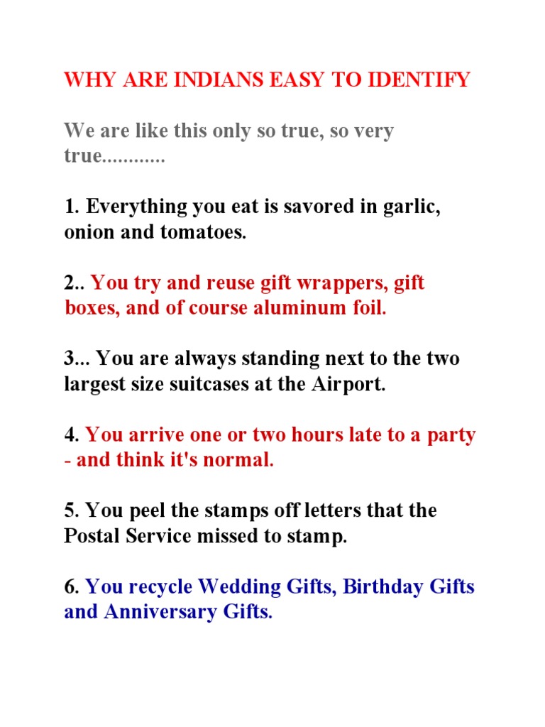 Why Are Indians Easy To Identify | PDF