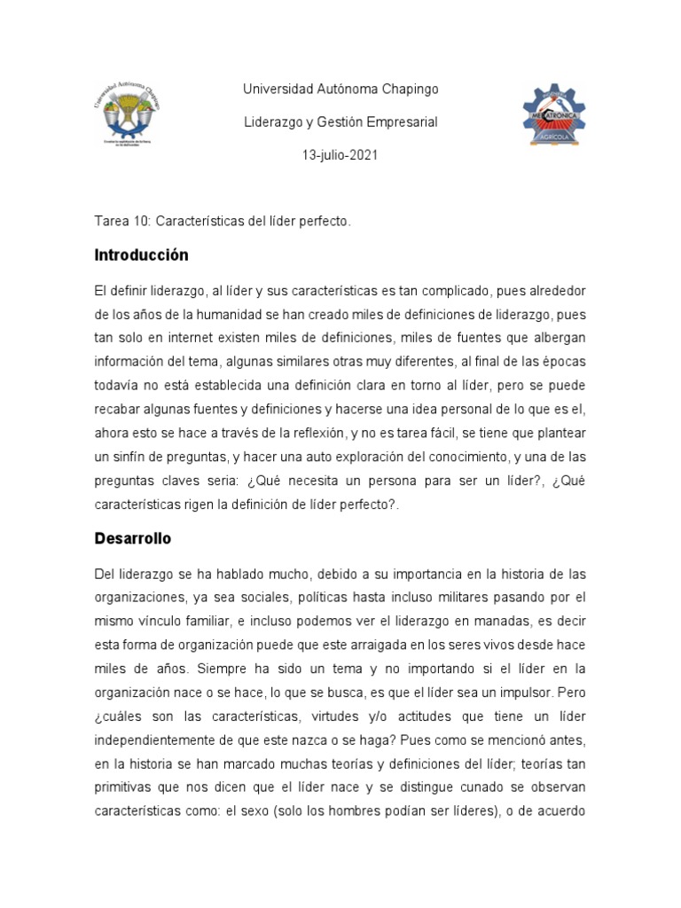 Características Del Líder Perfecto. | PDF | Liderazgo | La naturaleza ...