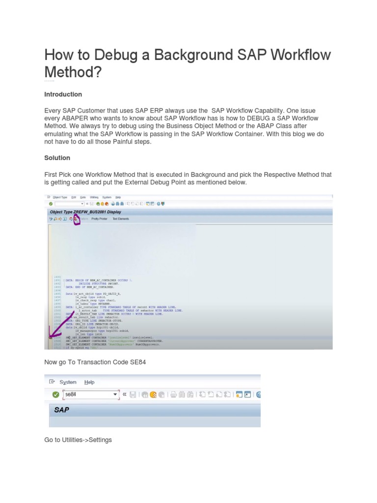 How To Debug A Background SAP Workflow Method 1612299099 | PDF