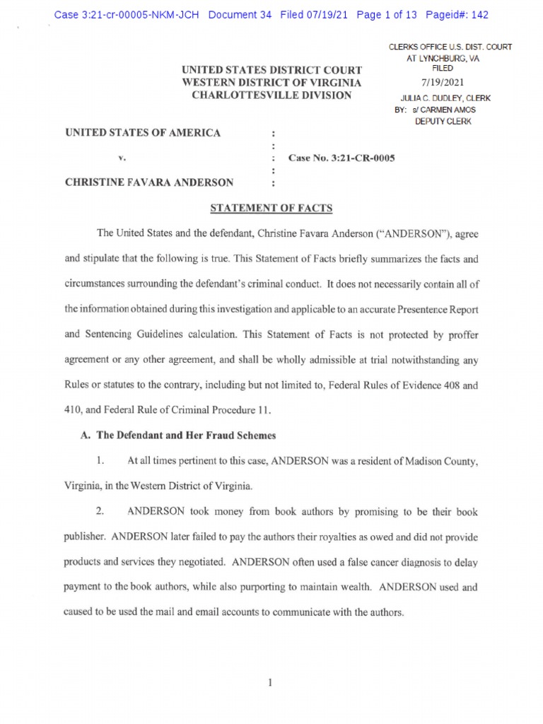 Anderson Plea Statement of Facts | PDF