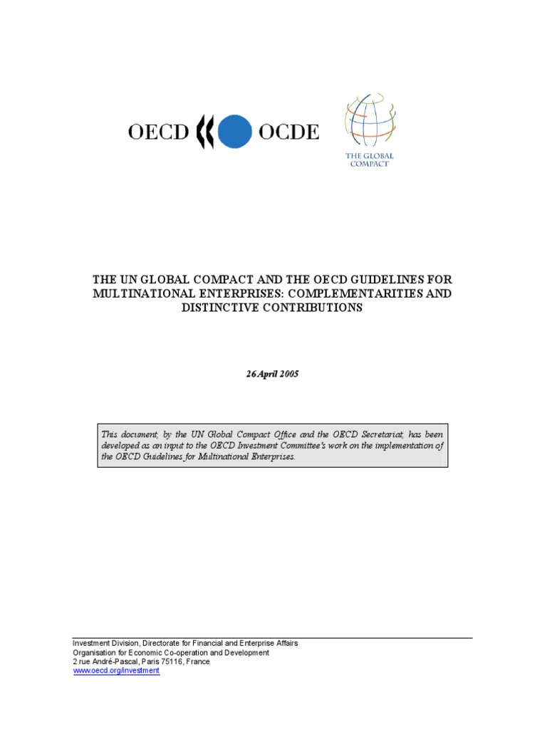 The Un Global Compact and The Oecd Guidelines For Multinational ...