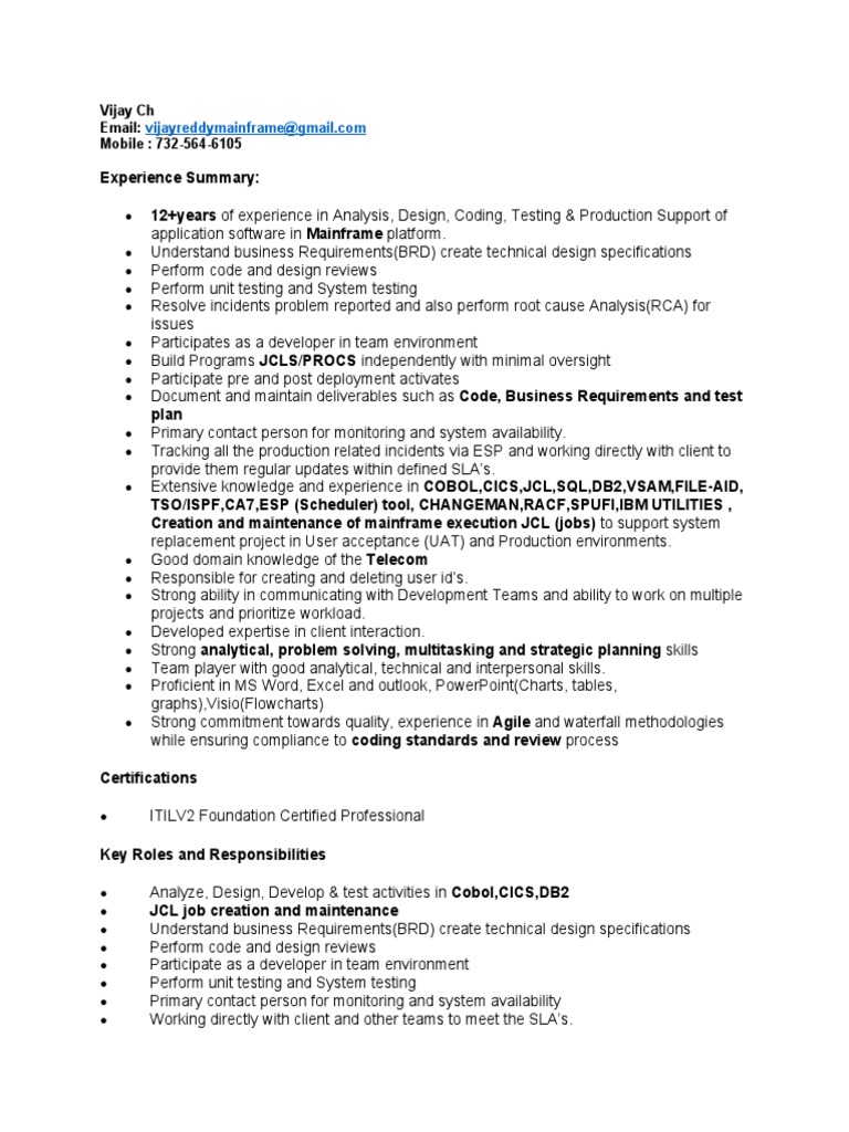 Vijay Chillakuru - Mainframes | PDF | Computer Science | Software