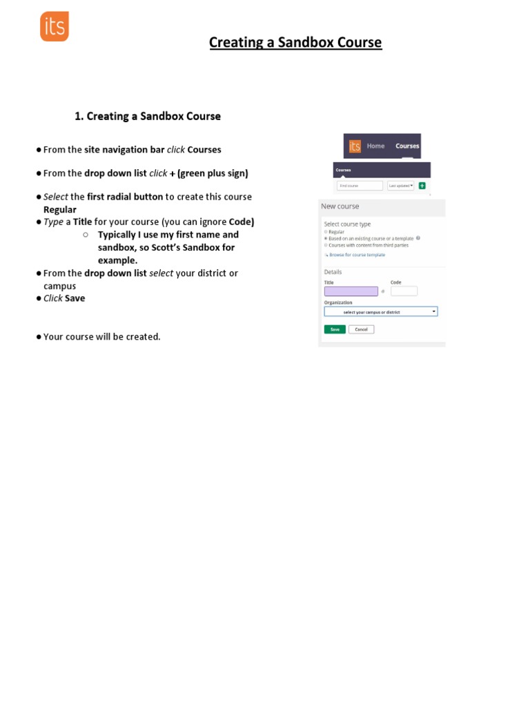 Create A Sandbox Course | PDF | Teaching Methods & Materials