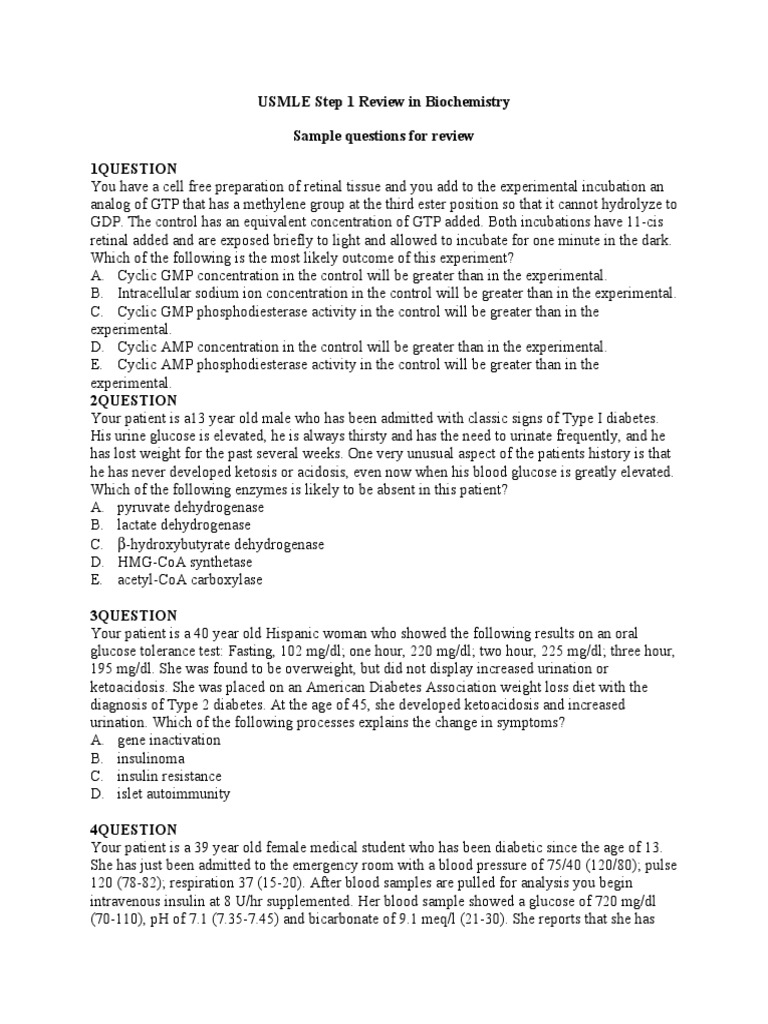 USMLE Step 1 Review in Biochemistry | PDF | Pyruvic Acid | Lactate ...