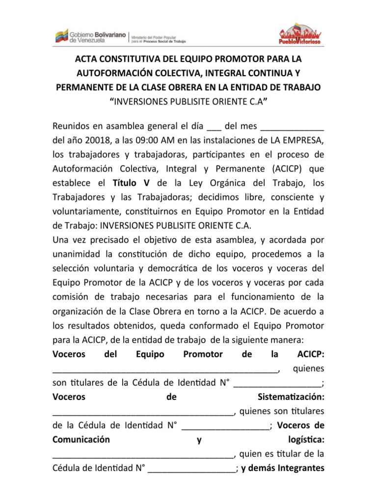 Formato Acta Const Equipo Promotor Marzo 2016 A | PDF | Gobierno