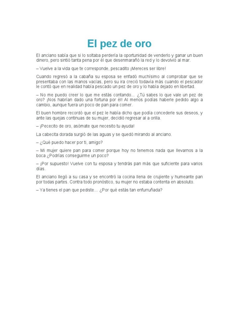 El pez de oro y los deseos del anciano | PDF