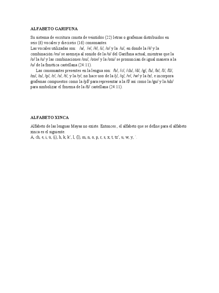 Alfabeto Garifuna | PDF