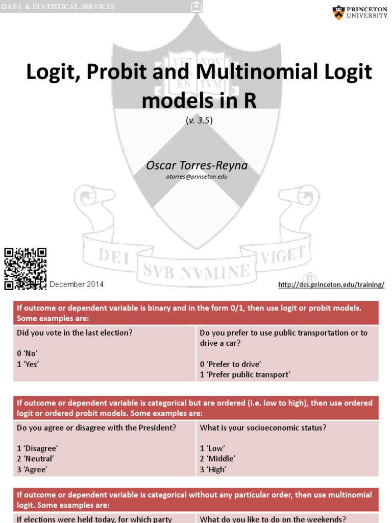 Logit and Probit Models in R Guide | PDF | Logistic Regression | Multilevel Model