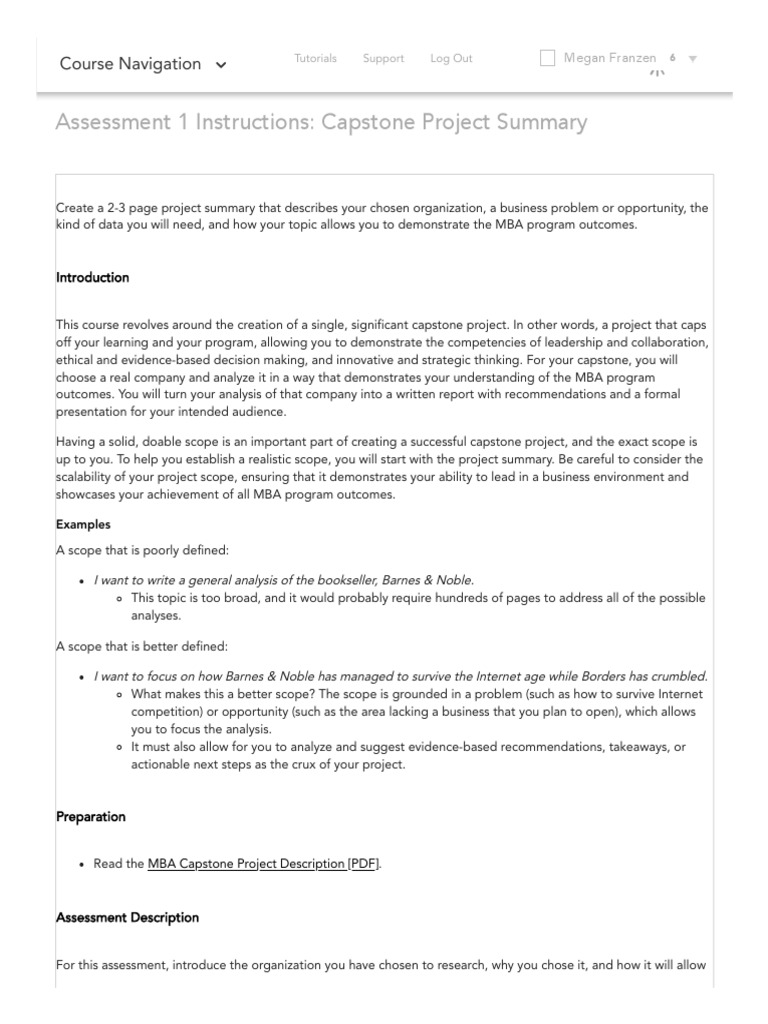 Assessment 1 Instructions - Capstone Project Summary - .. | PDF | Apa ...