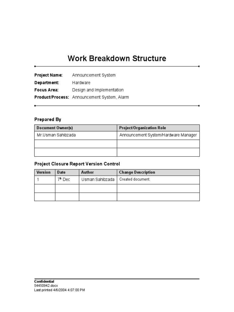 Work Breakdown Structure | PDF | System | Software