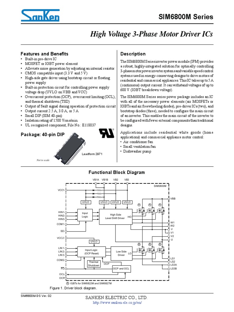 SIM6822M Motor Driver Ic | PDF | Semiconductor Devices | Electrical ...