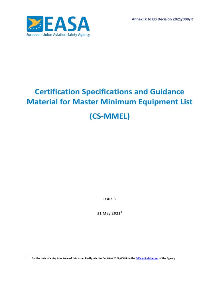 Certification Specifications and Guidance Material for Master Minimum ...