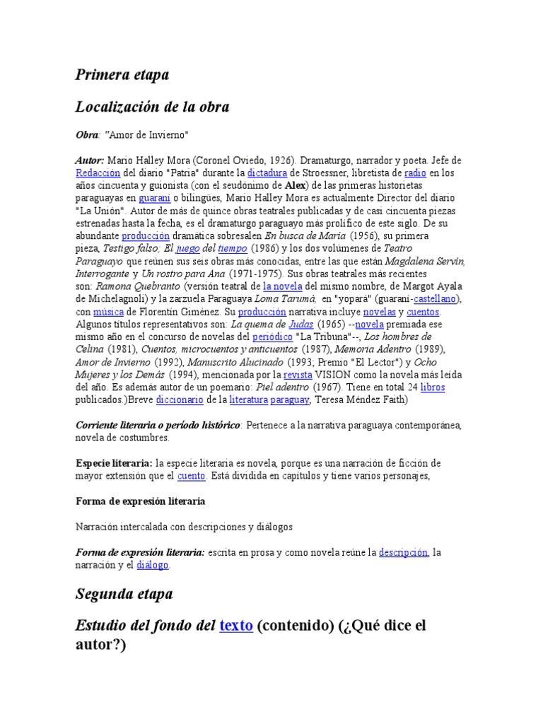 Analisis de La Novela Amor de INVIERNO | PDF | Vejez | Amor