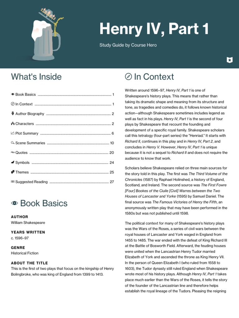 Henry IV, Part 1: What's Inside in Context | PDF | Henry Iv, Part 1 ...