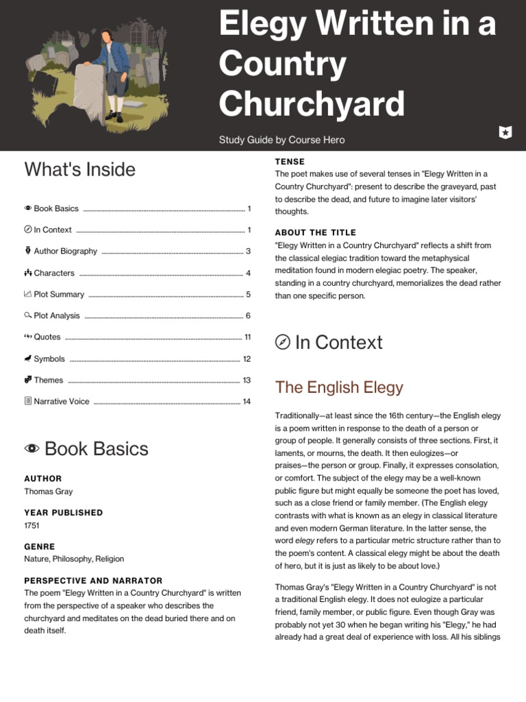 Elegy Written in A Country Churchyard | PDF | Poetry