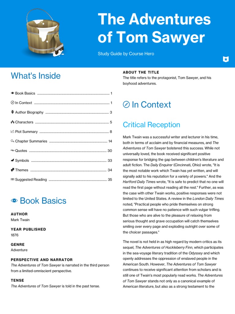 The Adventures of Tom Sawyer | PDF | The Adventures Of Tom Sawyer | Mark Twain