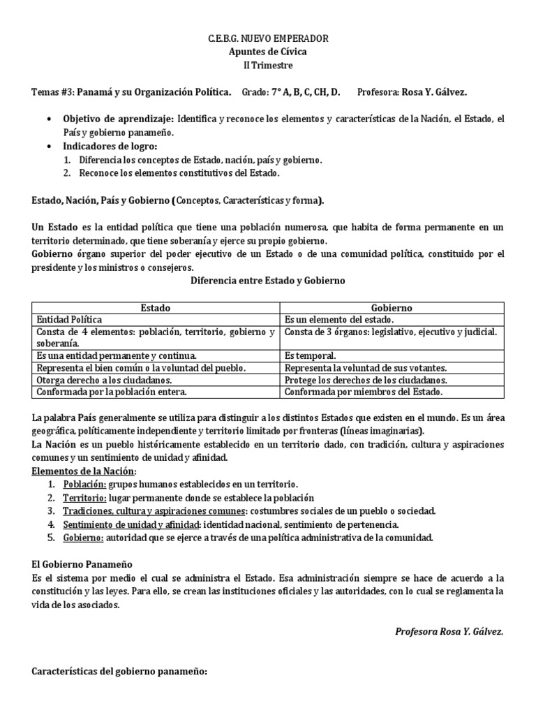 Teoria Panama y Su Organizacion Politica 7 2021 | PDF | Estado ...