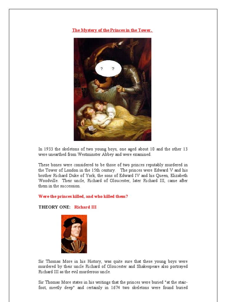 The Mystery of The Princes in The Tower | Download Free PDF | Richard ...