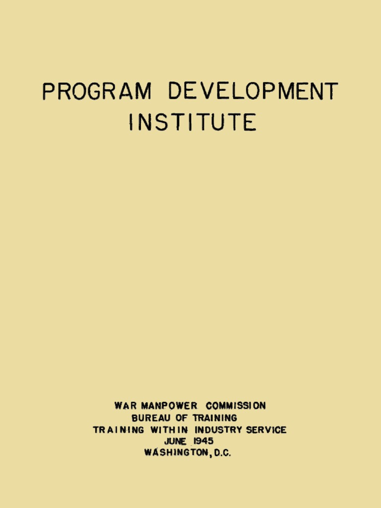 TWI Program Development Manual | PDF | Employment | Business