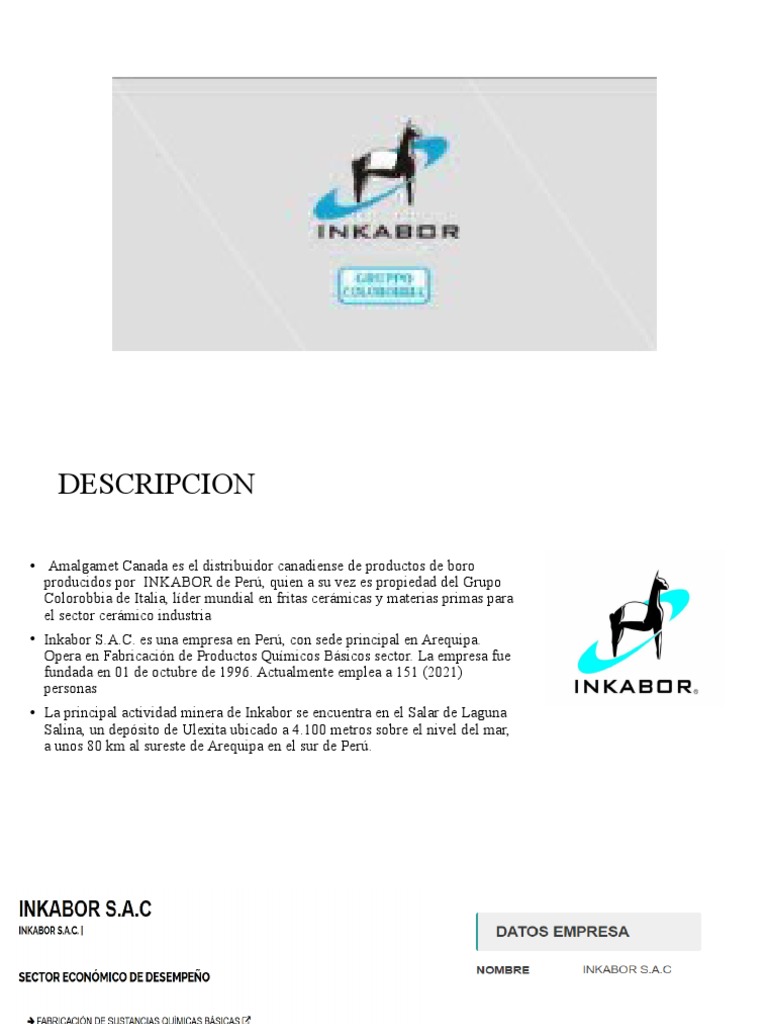 Inkabor - Descripcion | PDF | Minería | Materiales