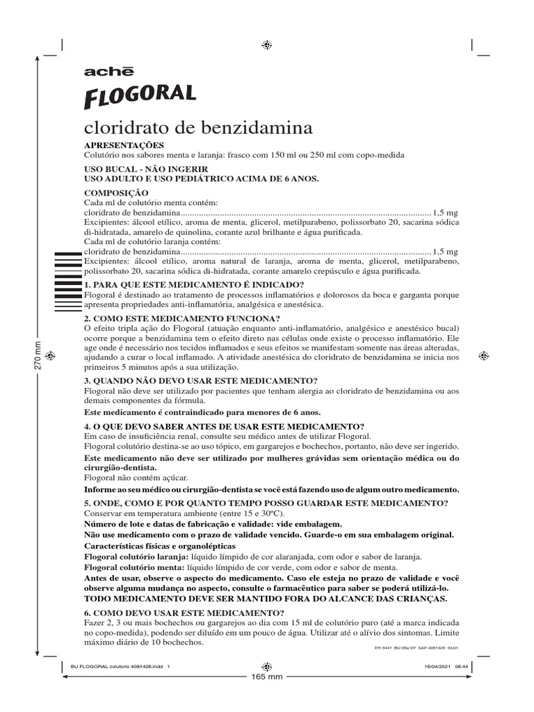 Bula Paciente Flogoral Colutorio | PDF | Inflamação | Farmacêutico