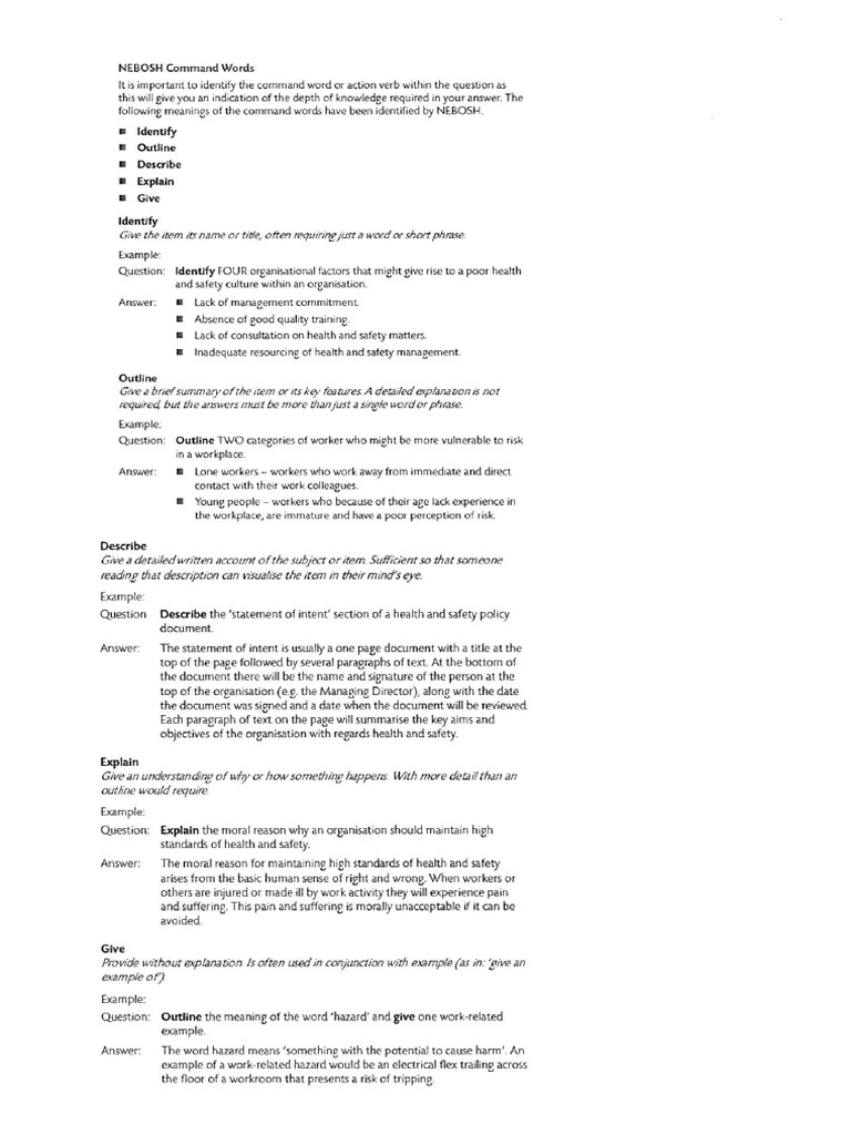 Helpful Notes - Nebosh | PDF | Personal Protective Equipment ...