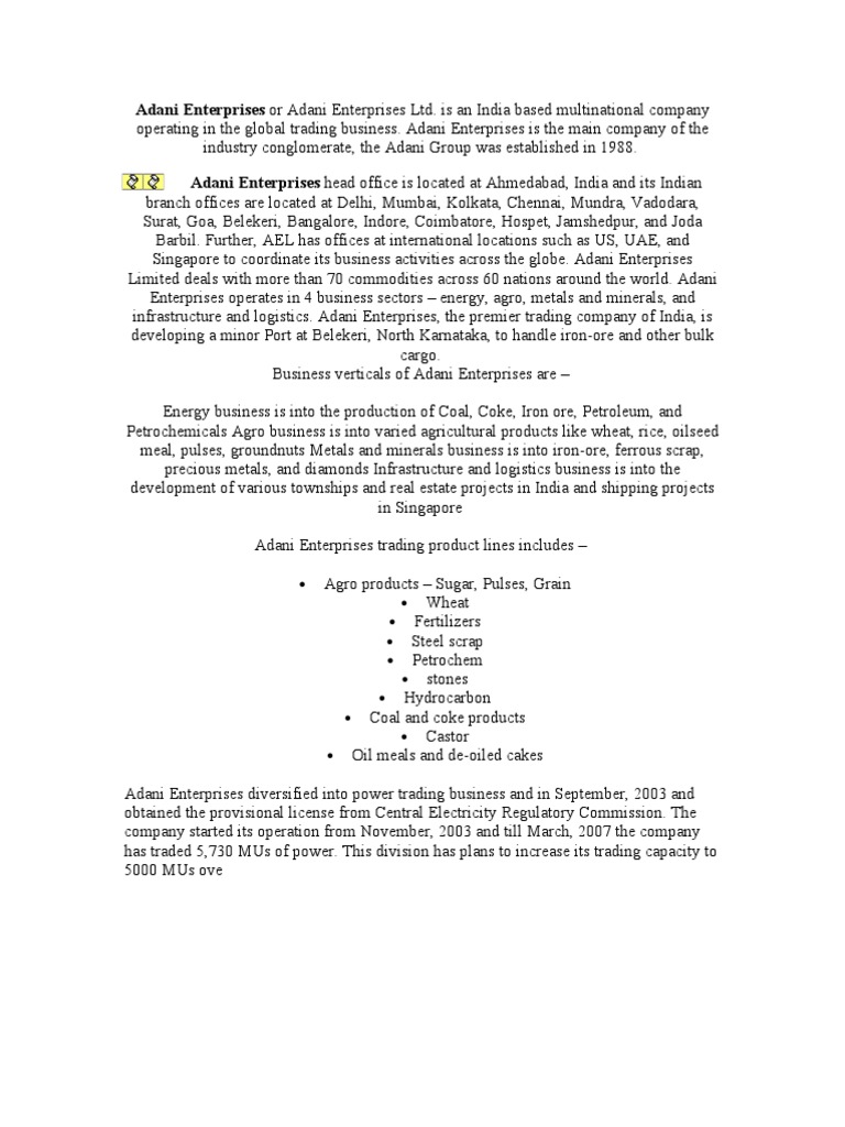 Adani Enterprises: Overview and Business Model | PDF | Dividend | Economies
