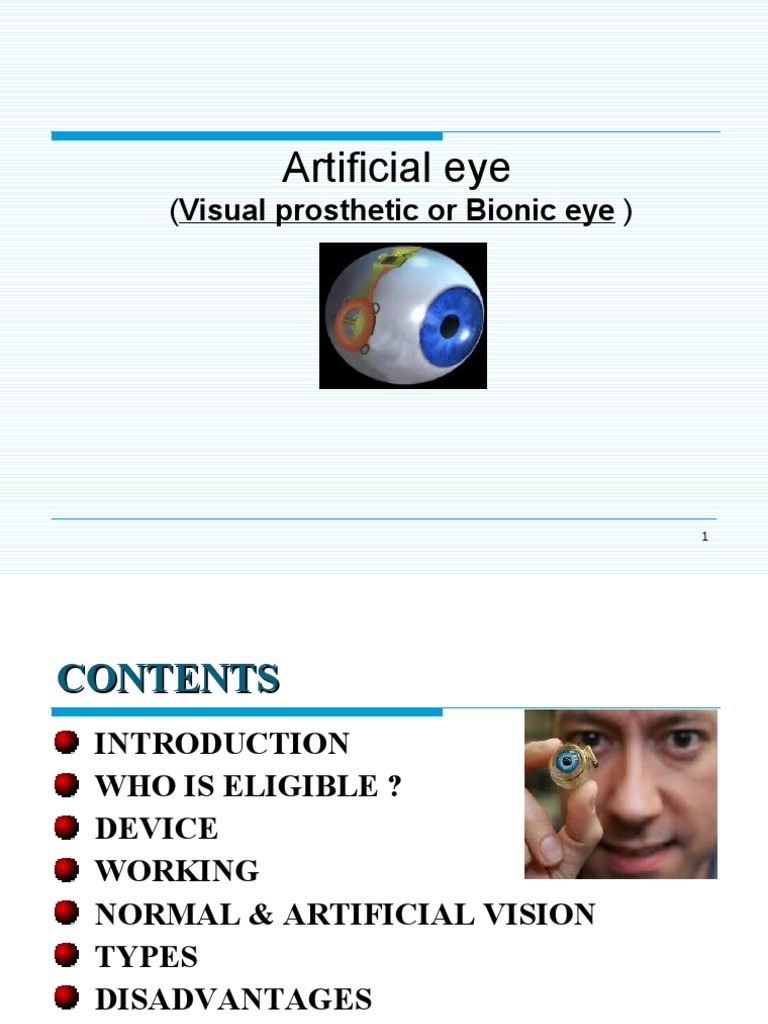 Artificial Eye: (Visual Prosthetic or Bionic Eye) | PDF | Vision ...