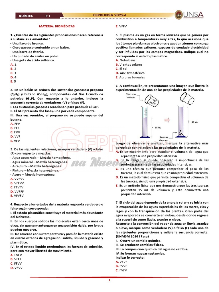 10 Química 01 2022 I Fase Pdf Importar Agua