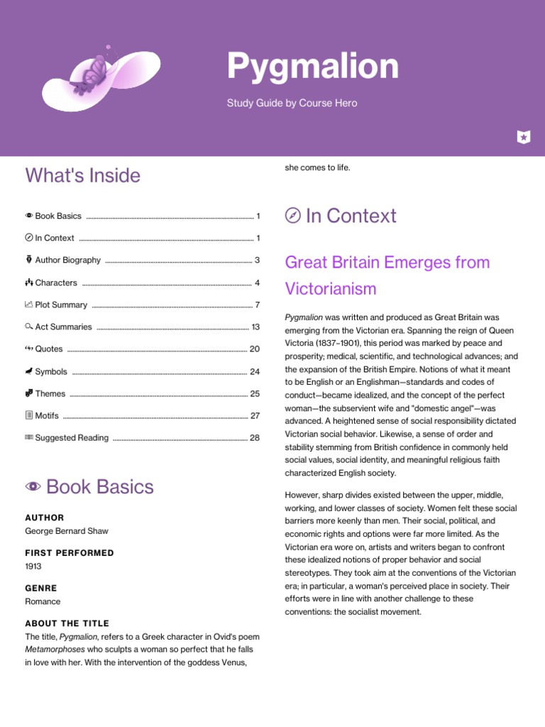 Pygmalion: What's Inside in Context | PDF | Pygmalion (Play) | George ...