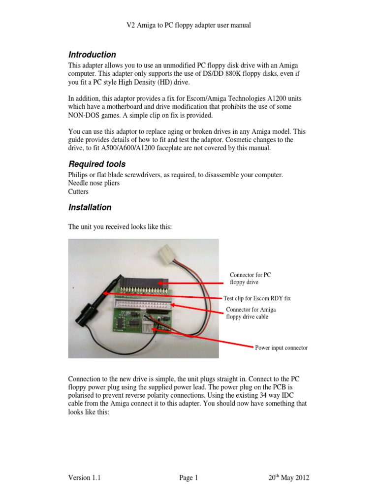 V2 Floppy Adapter User Manual | PDF | Personal Computers | Floppy Disk