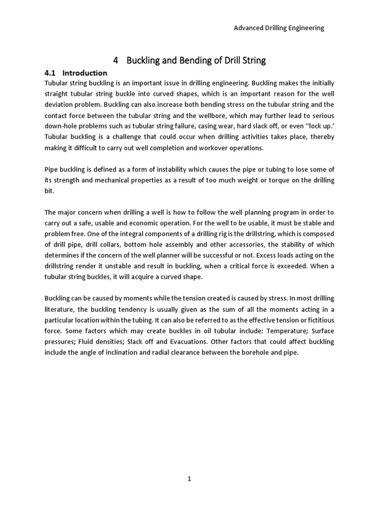 Advanced Drilling Engineering Buckling and Bending | PDF | Casing ...